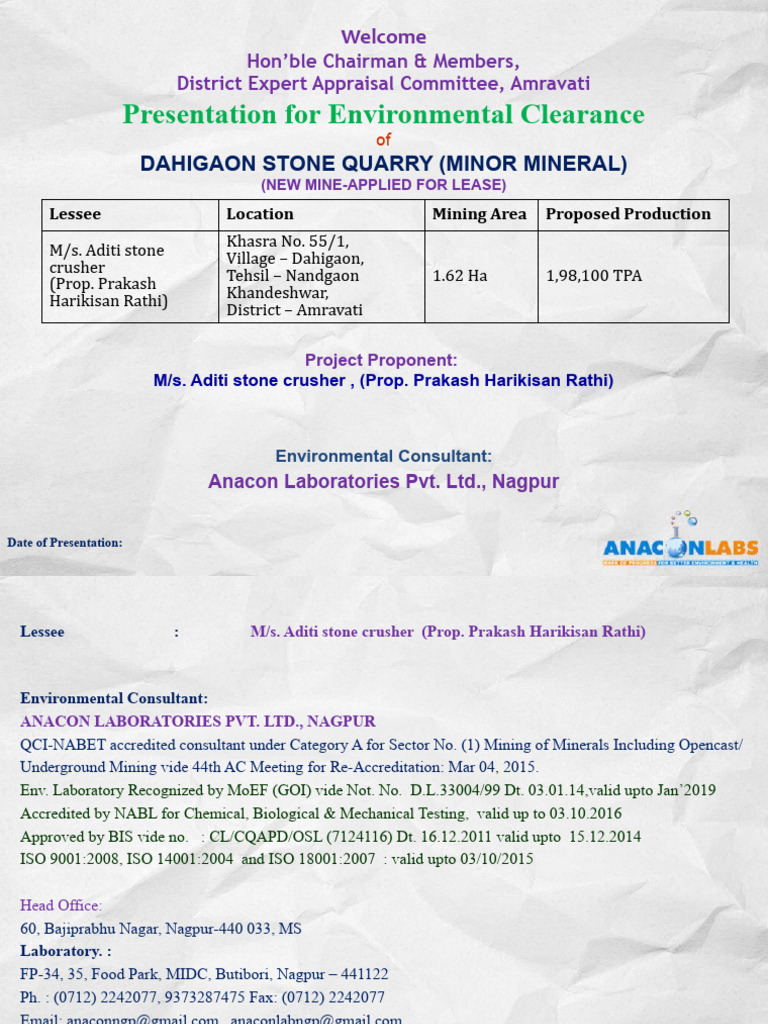 Stone Quarry Clearance Proposal | PDF | Mining | Physical Geography