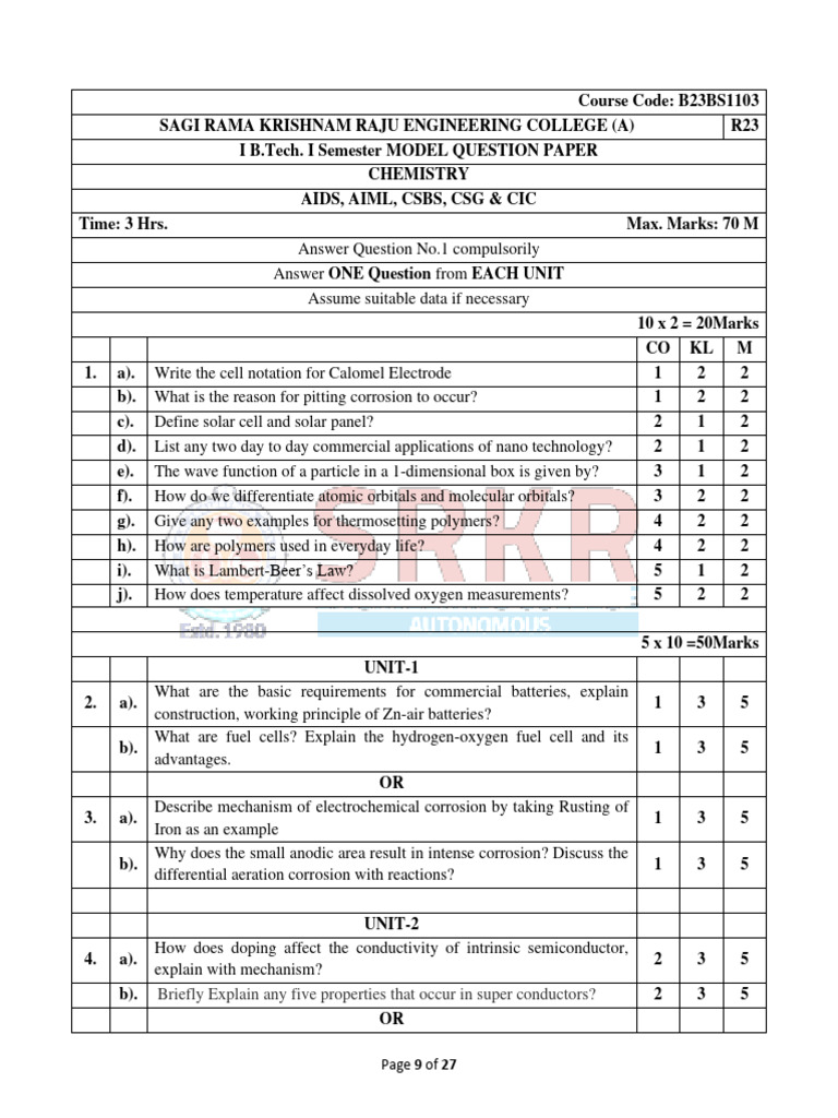 Chemistry model paper | PDF | Molecules | Electrical Resistivity And ...