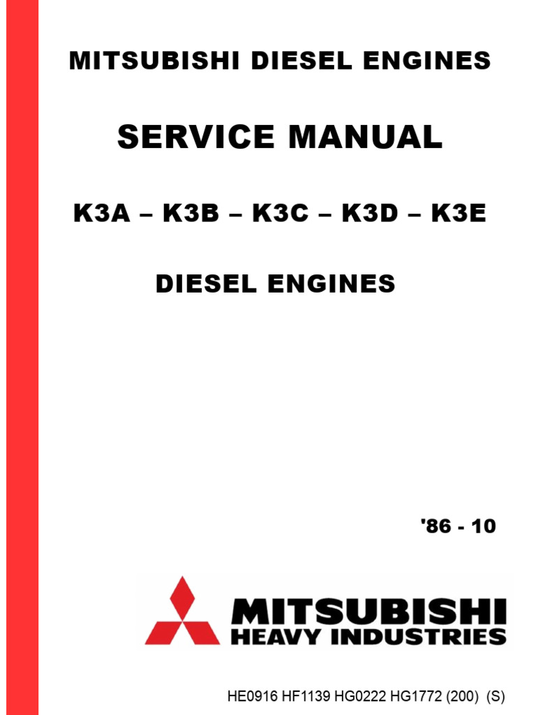 Mitsubishi Engine K3a K3B K3C K3D K3e Service Manual | Download Free ...