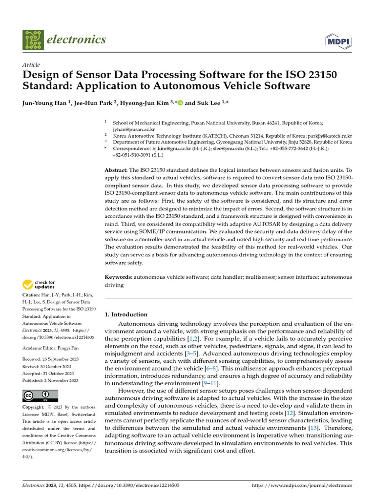 Design Of Sensor Data Processing Software For The Pdf Simulation Standardization 