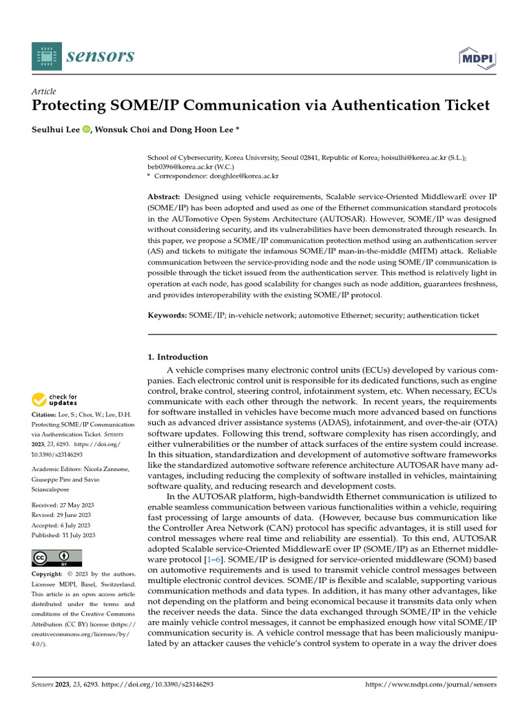 Protecting SOMEIP Communication Via Authentication | PDF | Internet ...