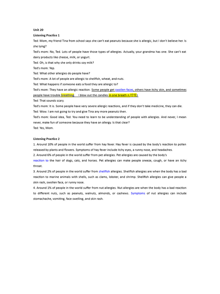 Unit20 Script | PDF | Allergy | Allergology