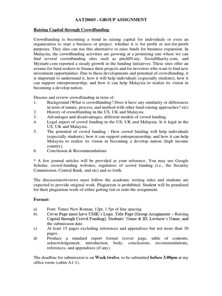 AAT 20603 - Group Assignment | PDF | Entrepreneurship | Money