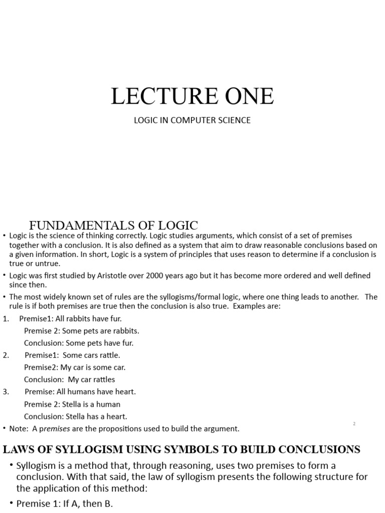 Lecture One | PDF | Logic | Logical Consequence