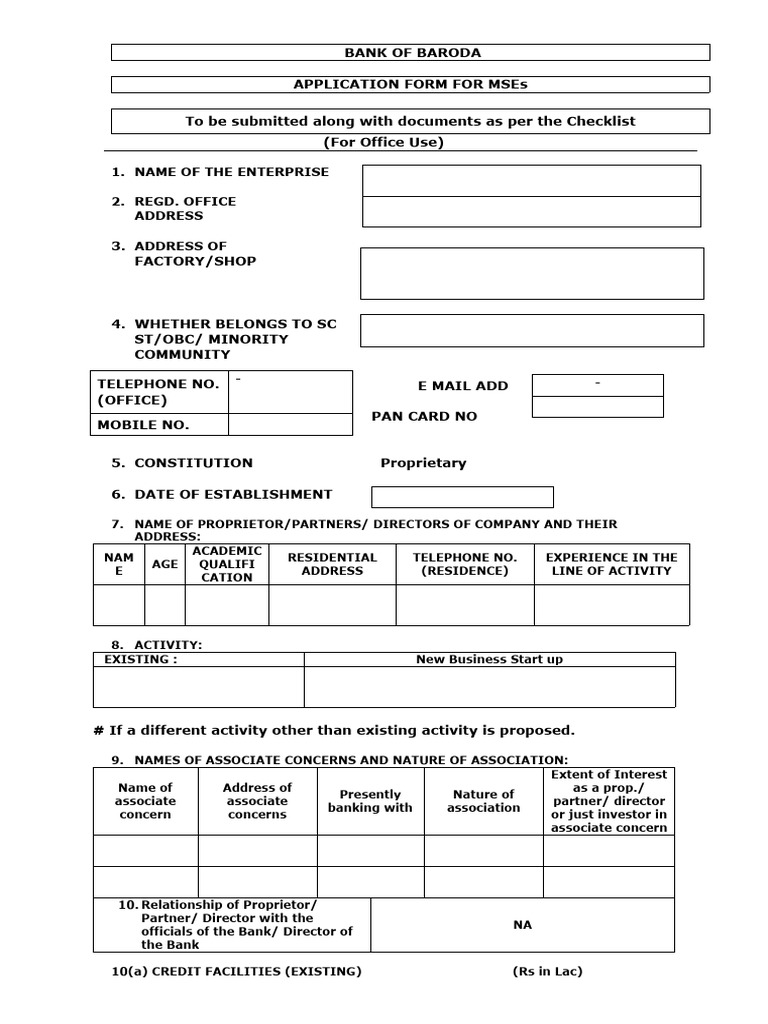 APPLICATION FORM MSME | PDF | Loans | Banks