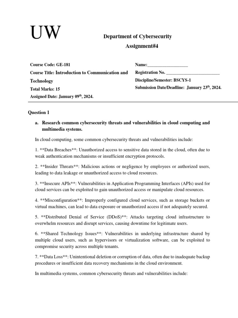 Assignment 4 (CY) With Solution | PDF | Cloud Computing | Security