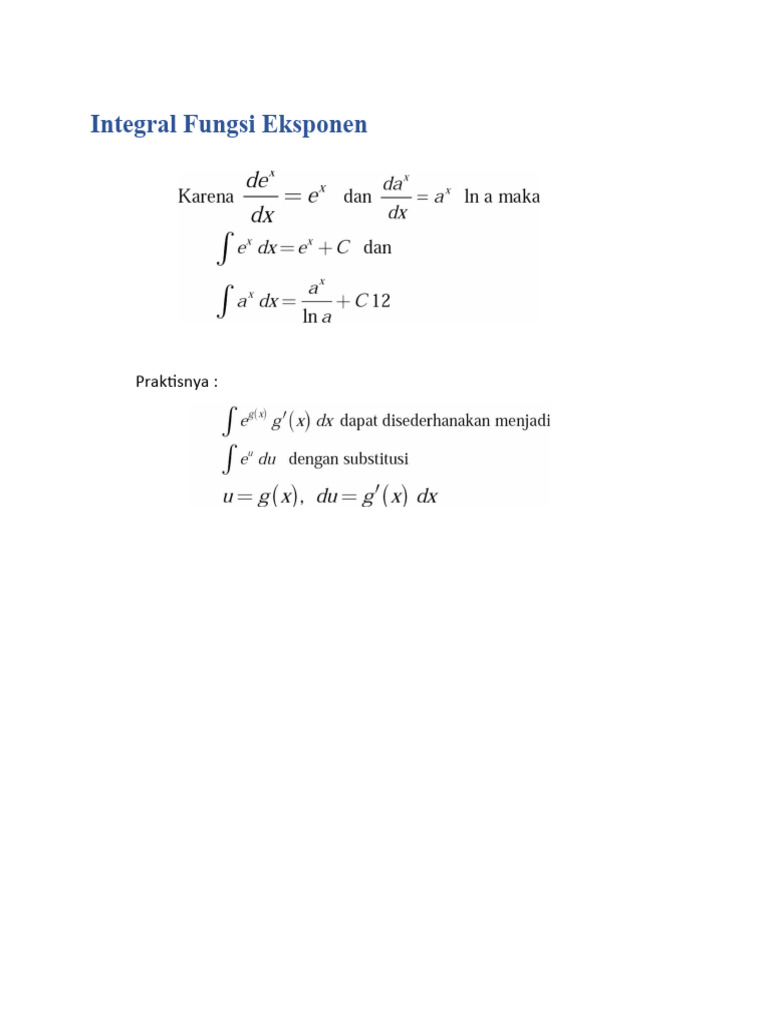 Integral Fungsi Eksponen Dan Logaritma | PDF