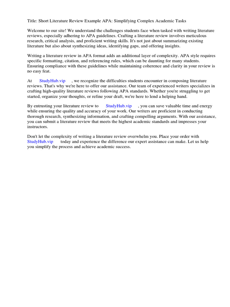 Short Literature Review Example Apa | PDF | Apa Style | American ...