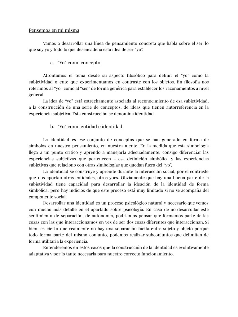 FILOSOFÍA - Yo | PDF | Pensamiento | Experiencia