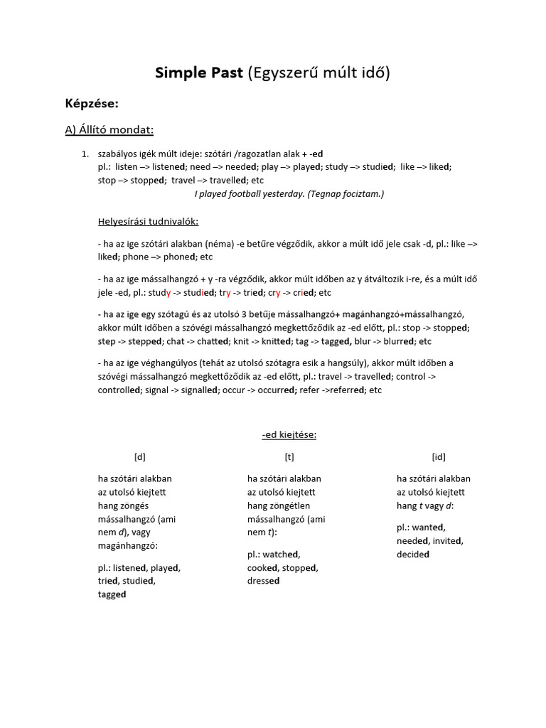 Simple Past For ESL Kids | PDF