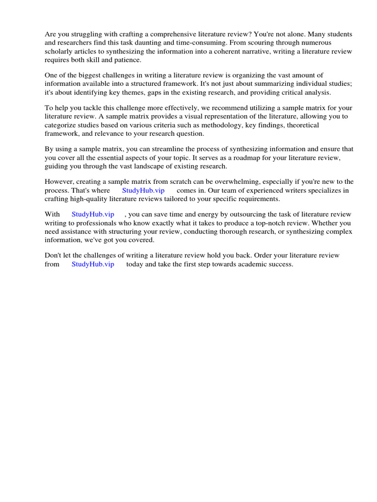 Sample Matrix for Literature Review | PDF | Science | Literature Review