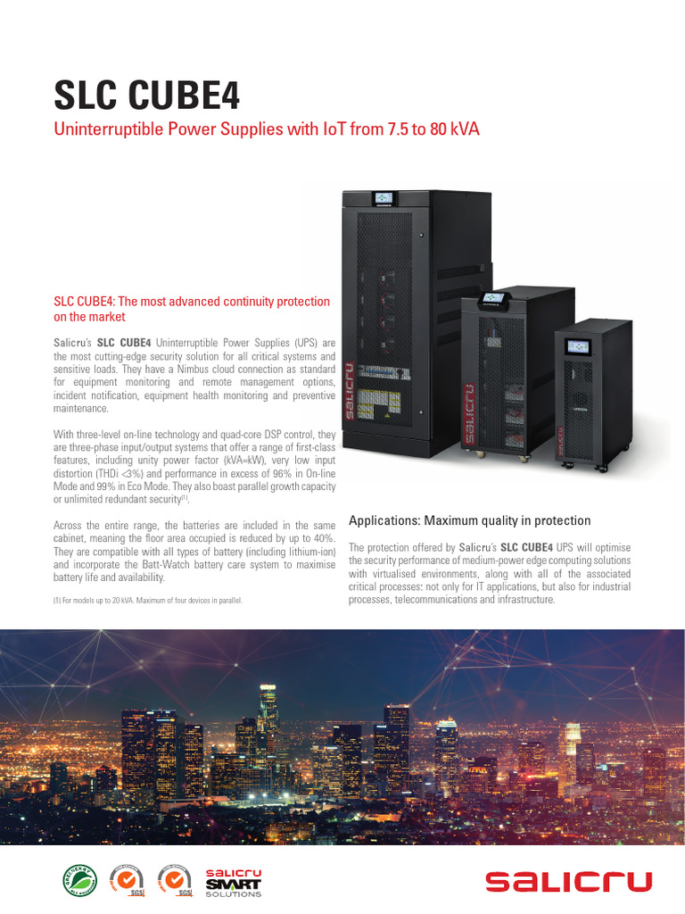 SLC CUBE 4+, 3 Phase Capacity 7,5 kVA - 80 kVA | PDF | Power Supply | Electronics