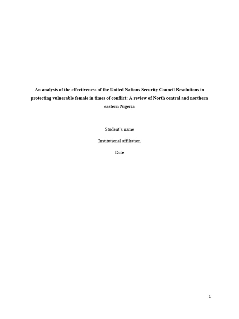 An Analysis of The Effectiveness of The United Nations Security Council ...