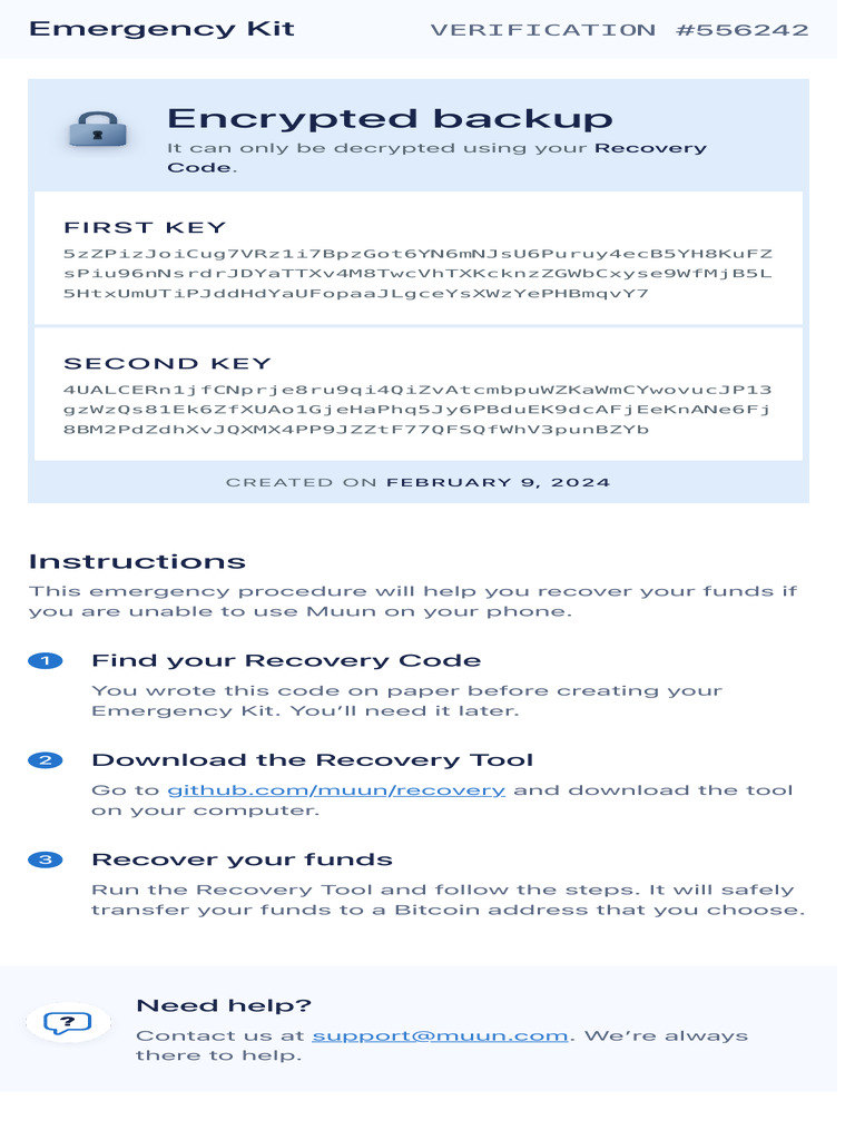 Muun - Emergency Kit | PDF | Encryption | Security Engineering