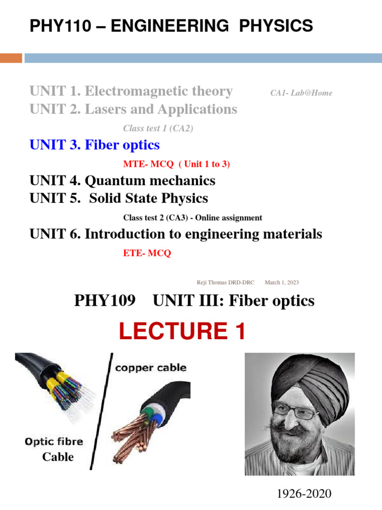Engineering Physics Overview | PDF | Optical Fiber | Optics