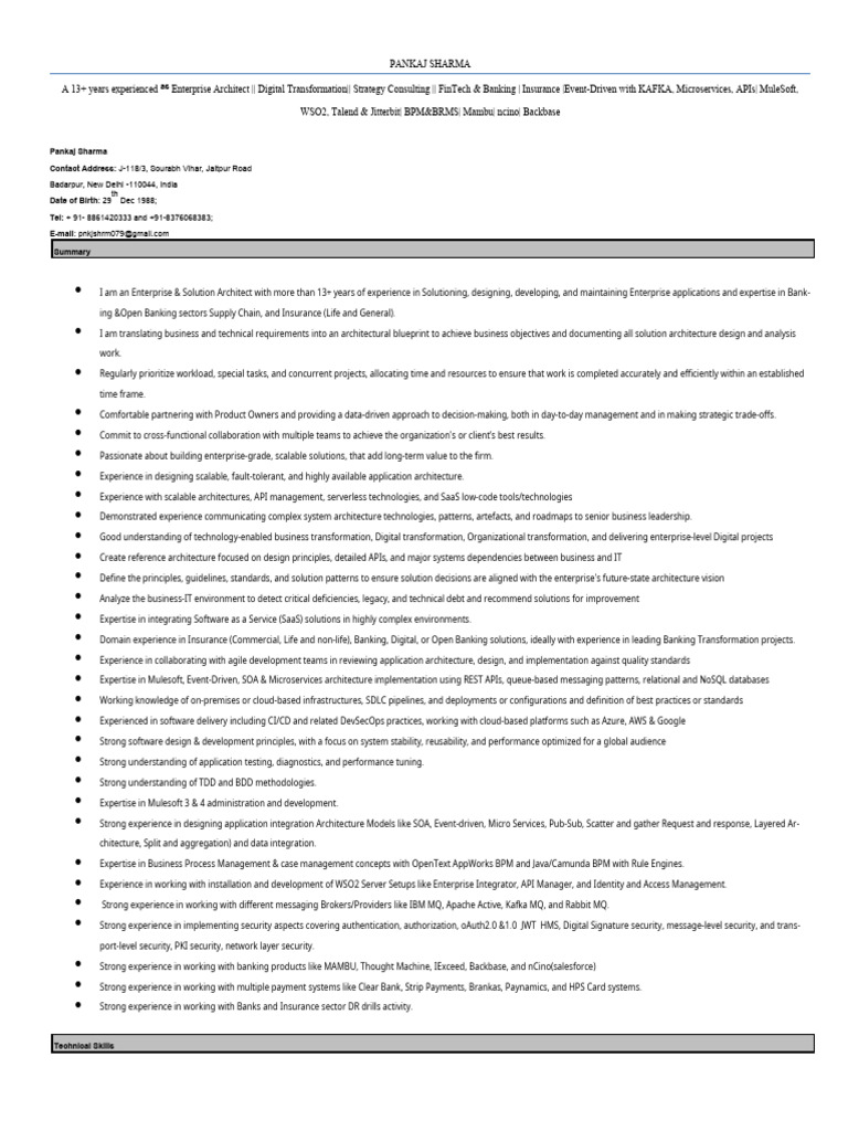 Pankaj_Sharma_Resume(Mulesoft) | PDF | Cloud Computing | Business Process Management