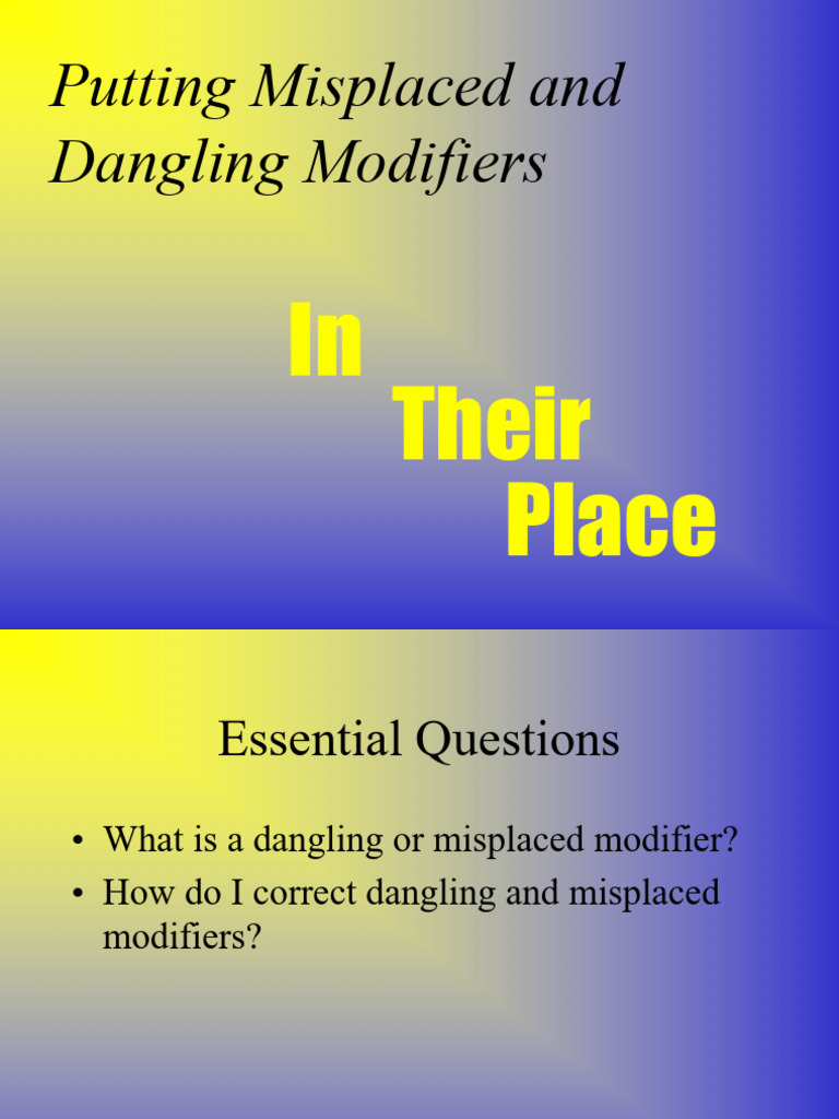 Misplaced and Dangling Modifiers PowerPoint | PDF | English Grammar ...