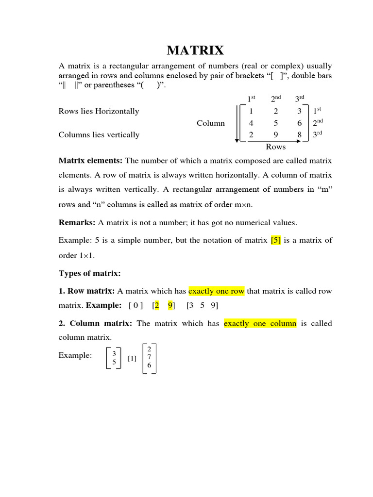 Matrix Sheet | Download Free PDF | Matrix (Mathematics) | Abstract Algebra
