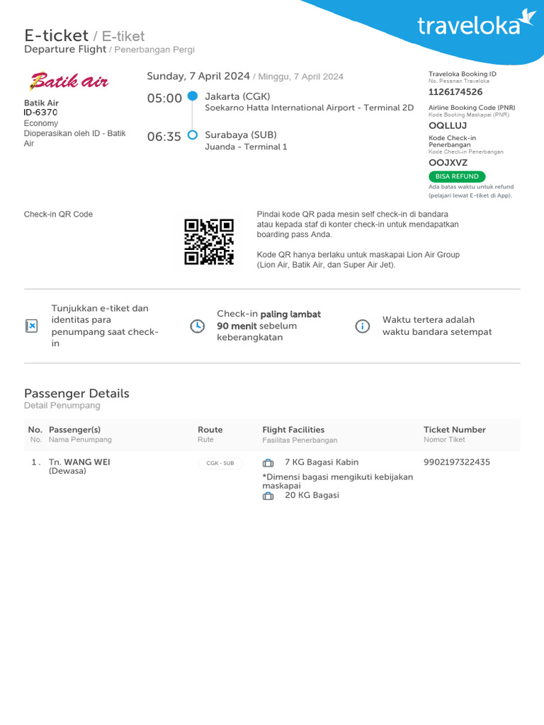 PT Aice Ice Cream Jatim Industry-Cgk-Oojxvz-Sub-Flight - Originating | PDF