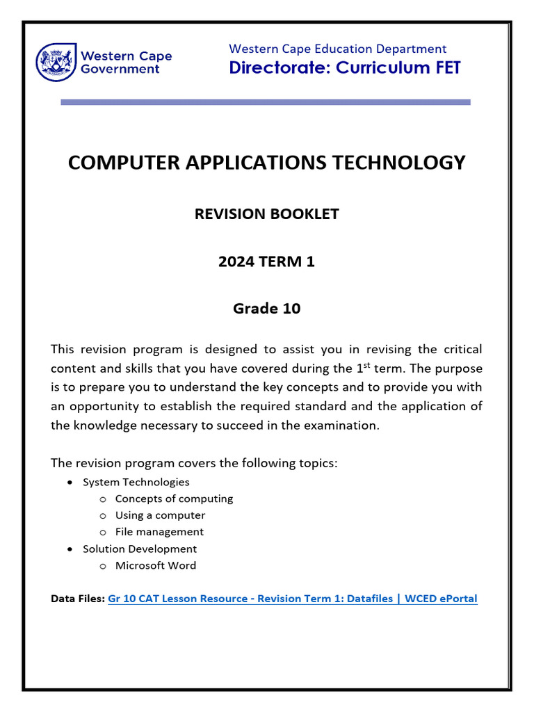 CAT Grade 10 Revision Term 1_2024-1 | PDF | Computer File | Icon (Computing)