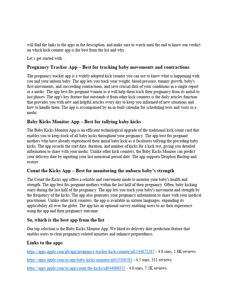 Best Kick Counter App - Edited | PDF | Pregnancy | Mobile App