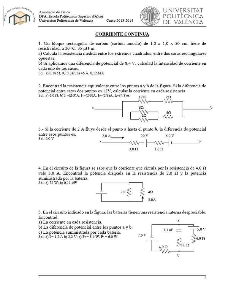 Corriente Continua | PDF | Resistencia Eléctrica y Conductancia | Electromagnetismo