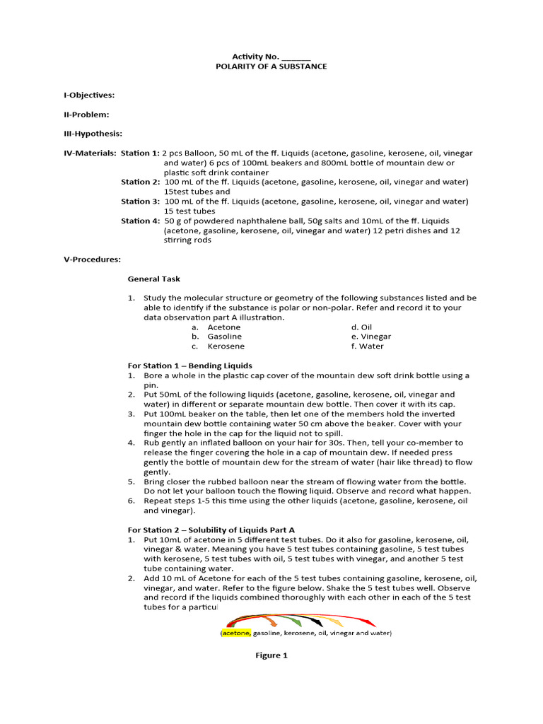 Kerosene Polarity Experiment Guide | PDF | Chemical Polarity | Liquids