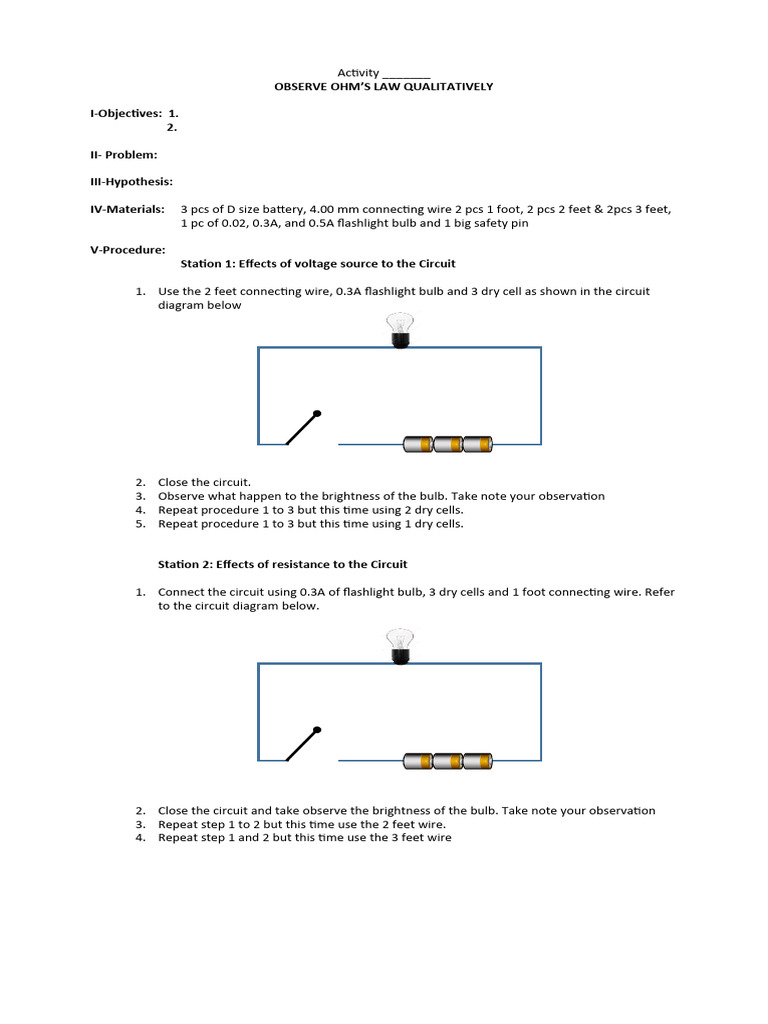 Activity - Ohms Law | PDF | Electrical Network | Flashlight