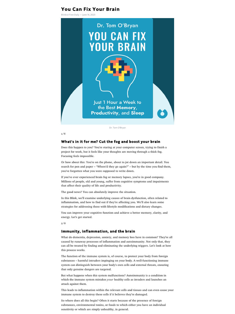 You Can Fix Your Brain - Telegraph | PDF | Immune System ...