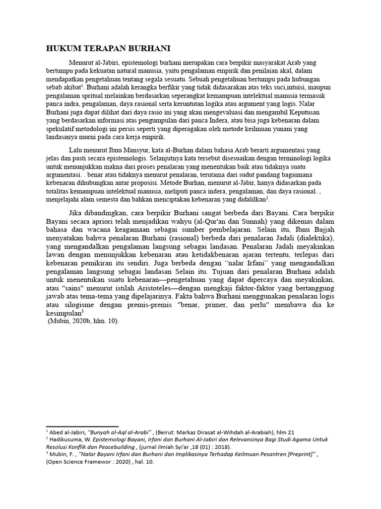 Epistemologi Burhani dalam Hukum Terapan | PDF | Agama & Spiritualitas