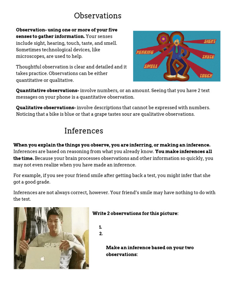 Observation Vs Inference | PDF | Inference | Observation