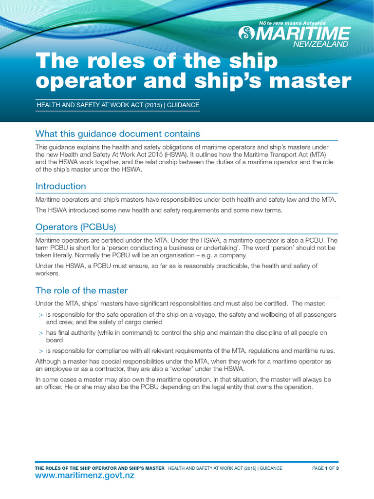 Roles Operator Master Hswa | PDF | Occupational Safety And Health | Safety