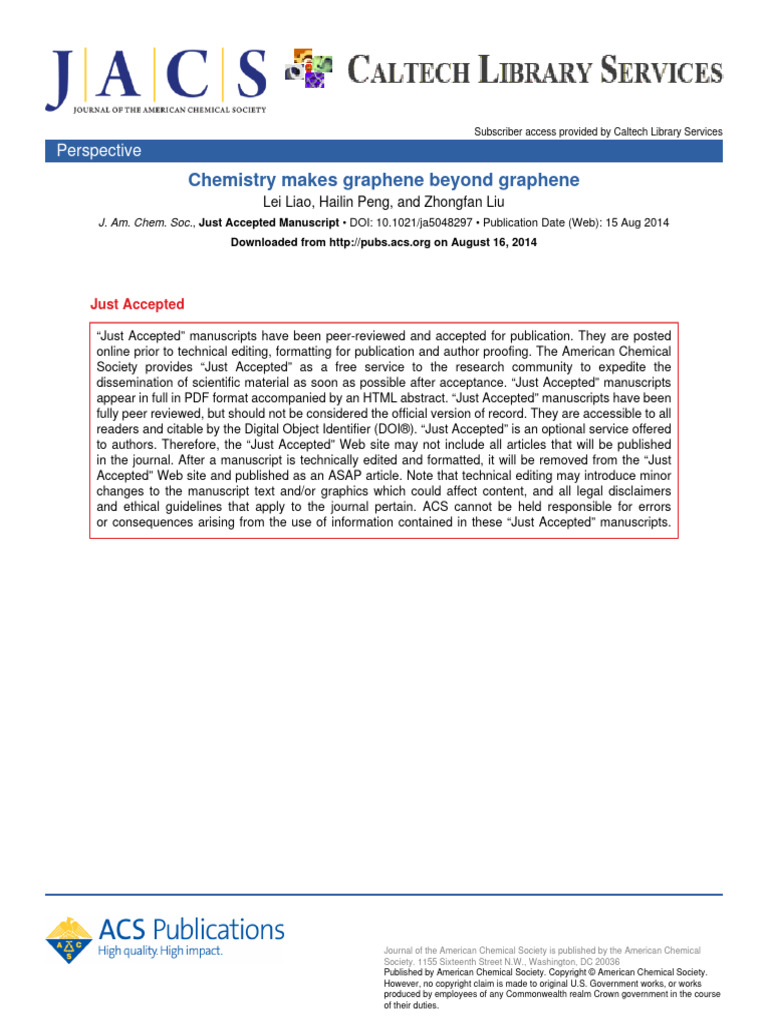 Chemistry Makes Graphene Beyond Graphene | PDF | Graphene | Chemical ...