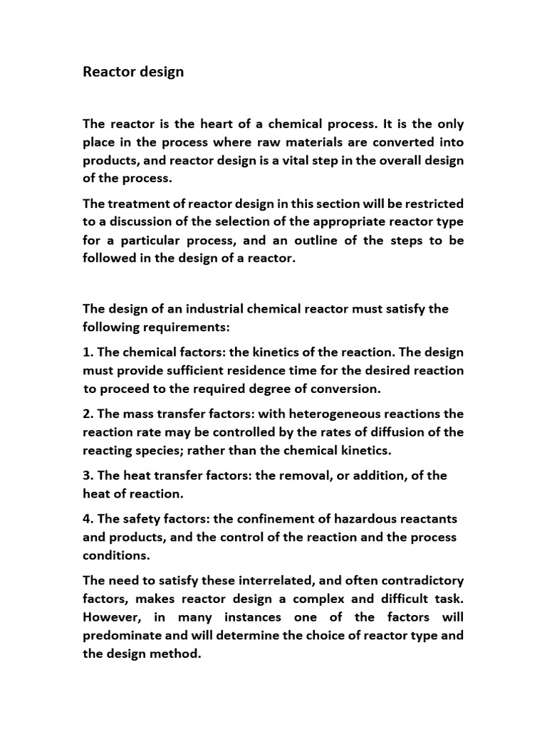Reactor Design | PDF | Chemical Reactor | Chemical Reactions
