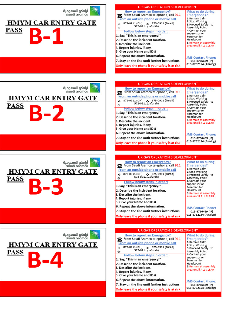 Aramco Site Gate Pass | PDF