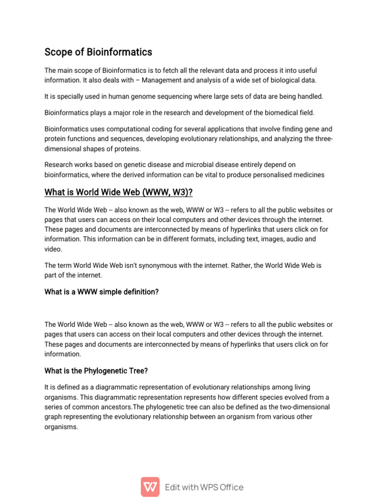 Scope of Bioinf-WPS Office | PDF | Bioinformatics | Databases