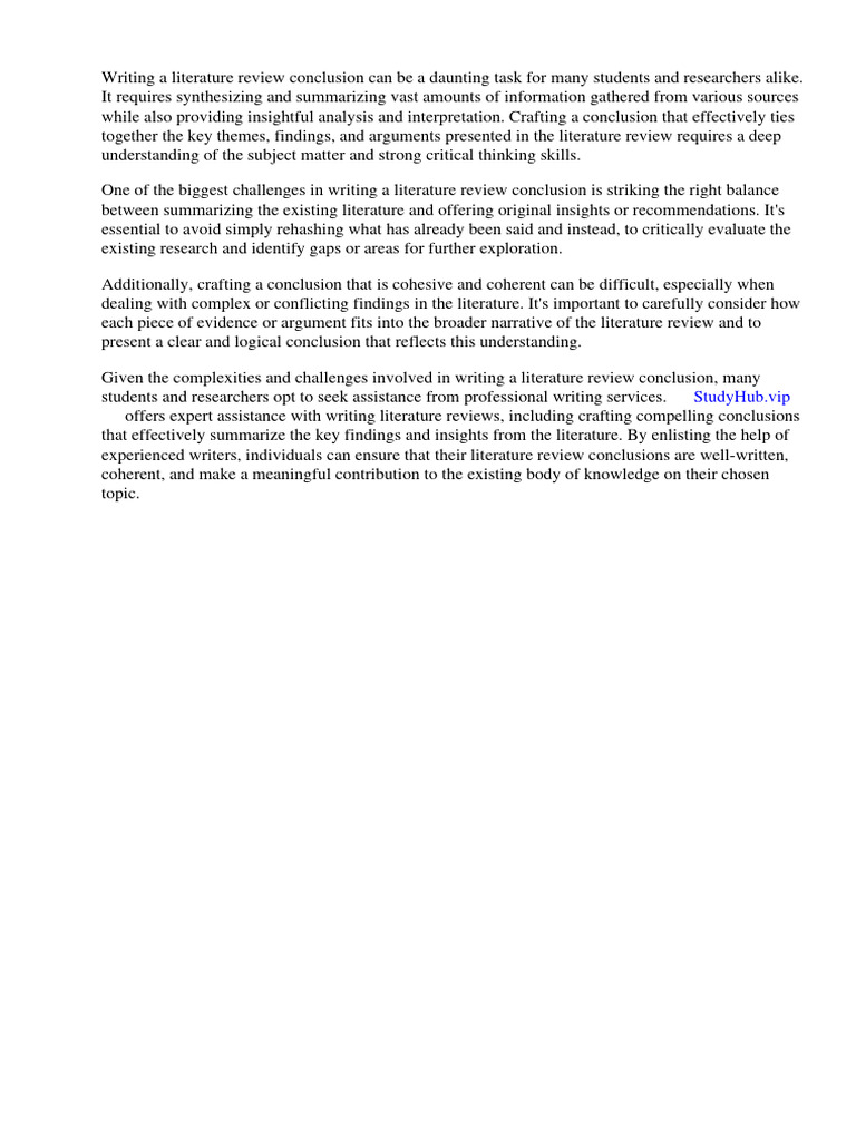 Writing a Literature Review Conclusion | PDF | Essays | Literature Review