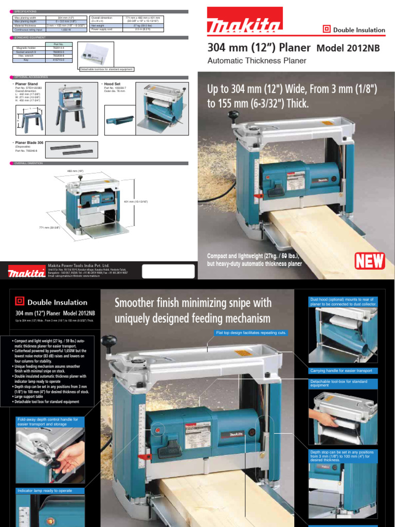 Makita Thickness Planer 304 | PDF | Manufactured Goods