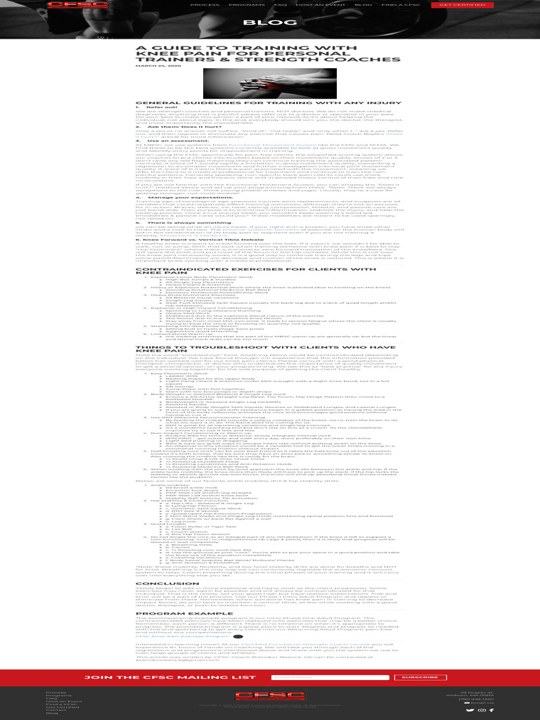 Knee Pain Training Guide for Coaches | PDF | Knee | Anatomical Terms Of ...