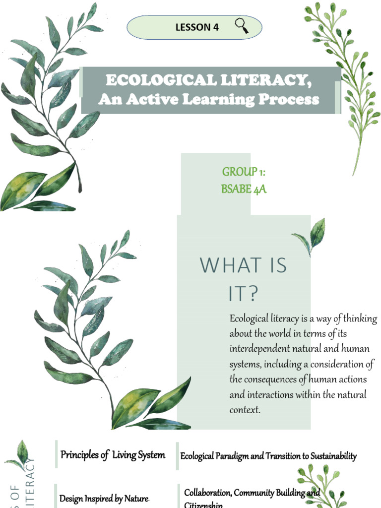 GROUP 1 Ecological Literacy | PDF | Sustainability | Ecology