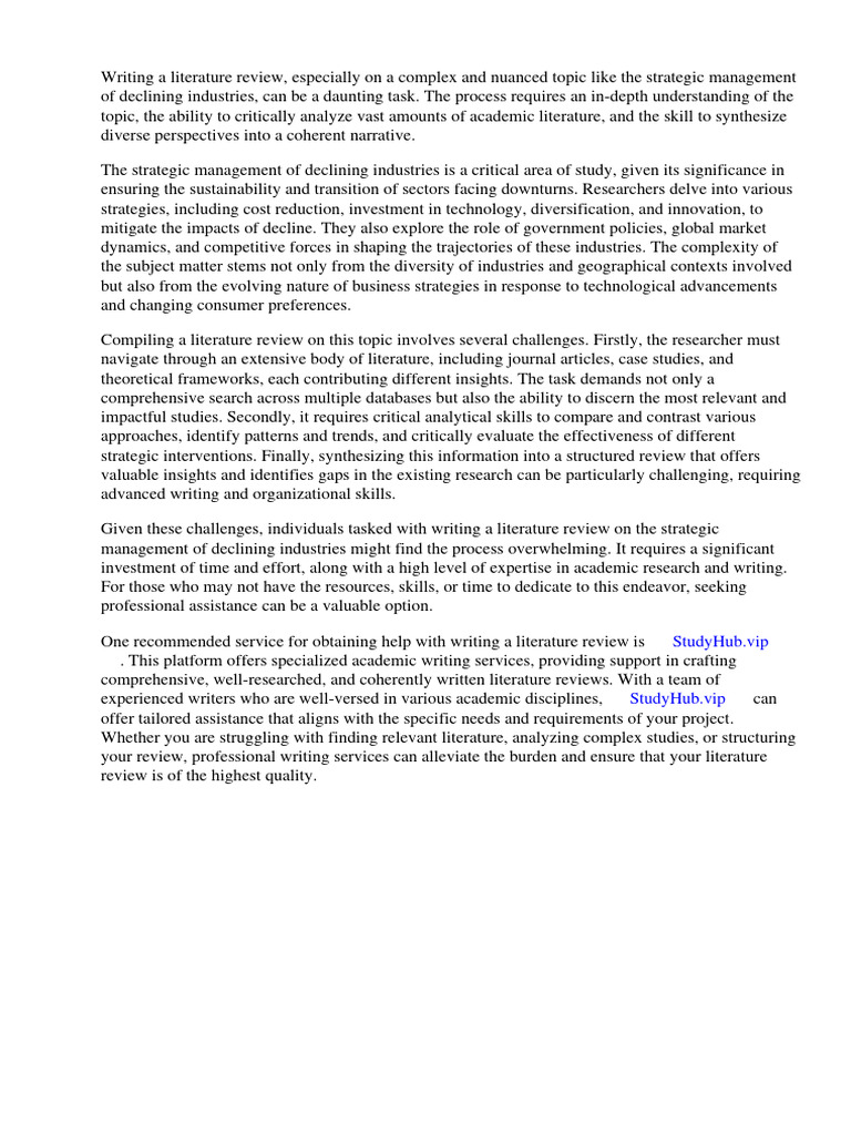 Strategic Management of Declining Industries - A Literature Review ...