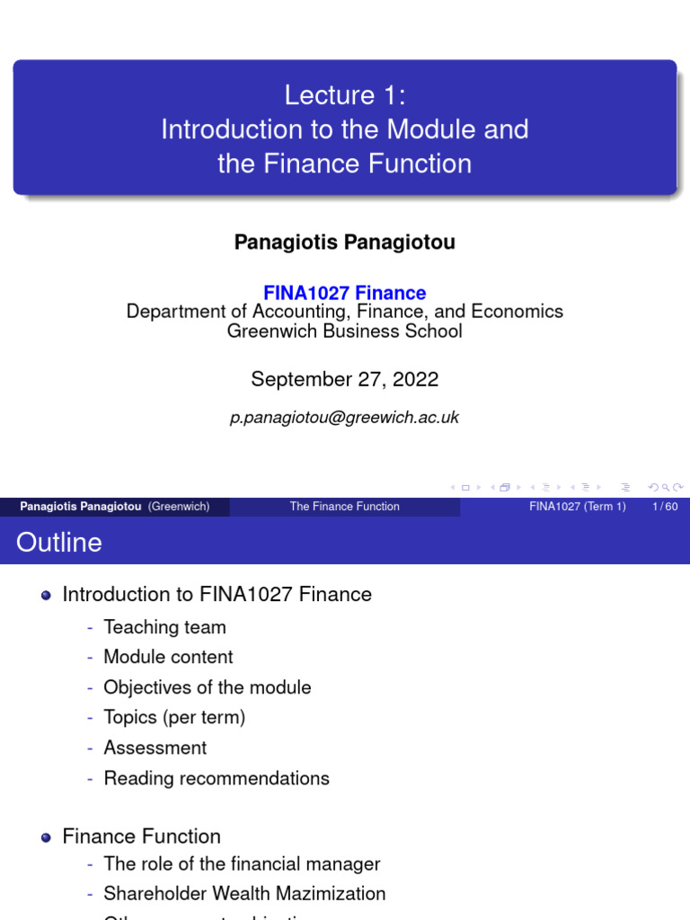 Introduction to FINA1027 Finance | PDF | Profit (Economics) | Corporate ...