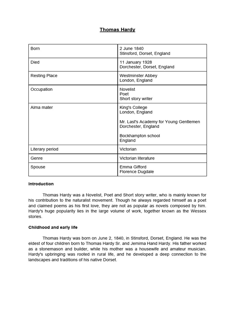 Thomas Hardy | PDF | Thomas Hardy