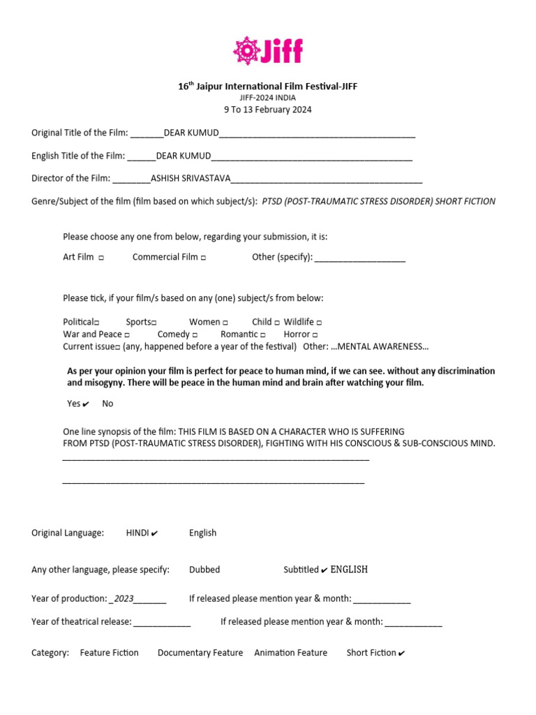 JIFF 2024 - Send by Mail Details FORM | PDF