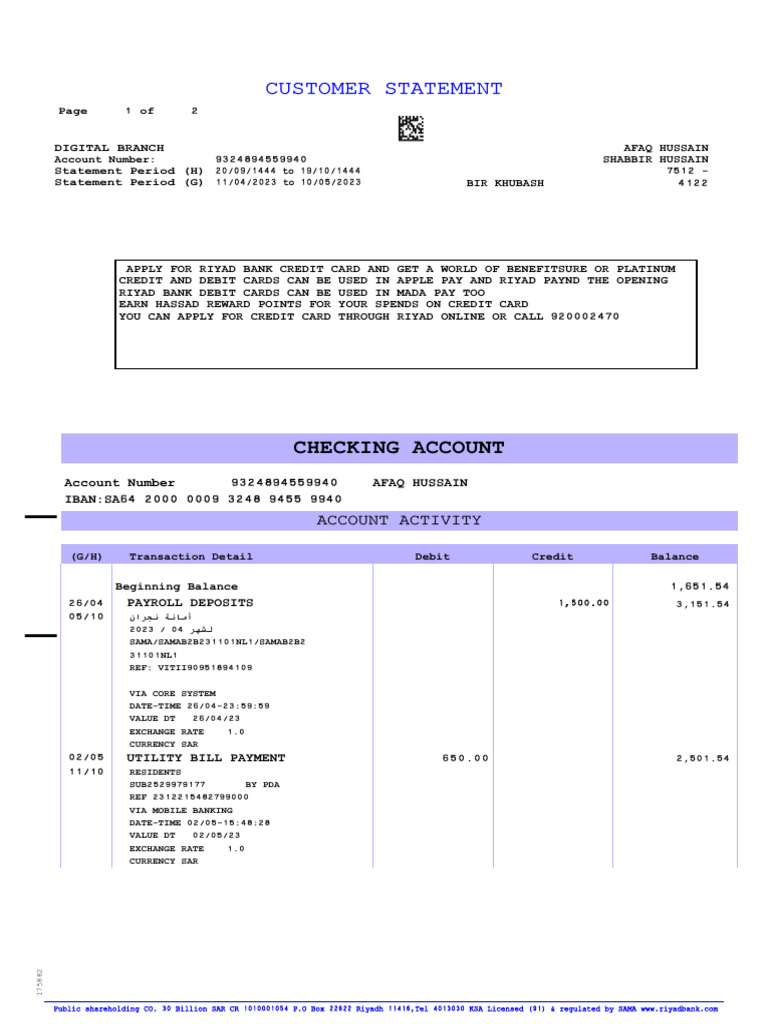 RB Statement 2023 04 11 58463219 | PDF | Credit Card | Debit Card