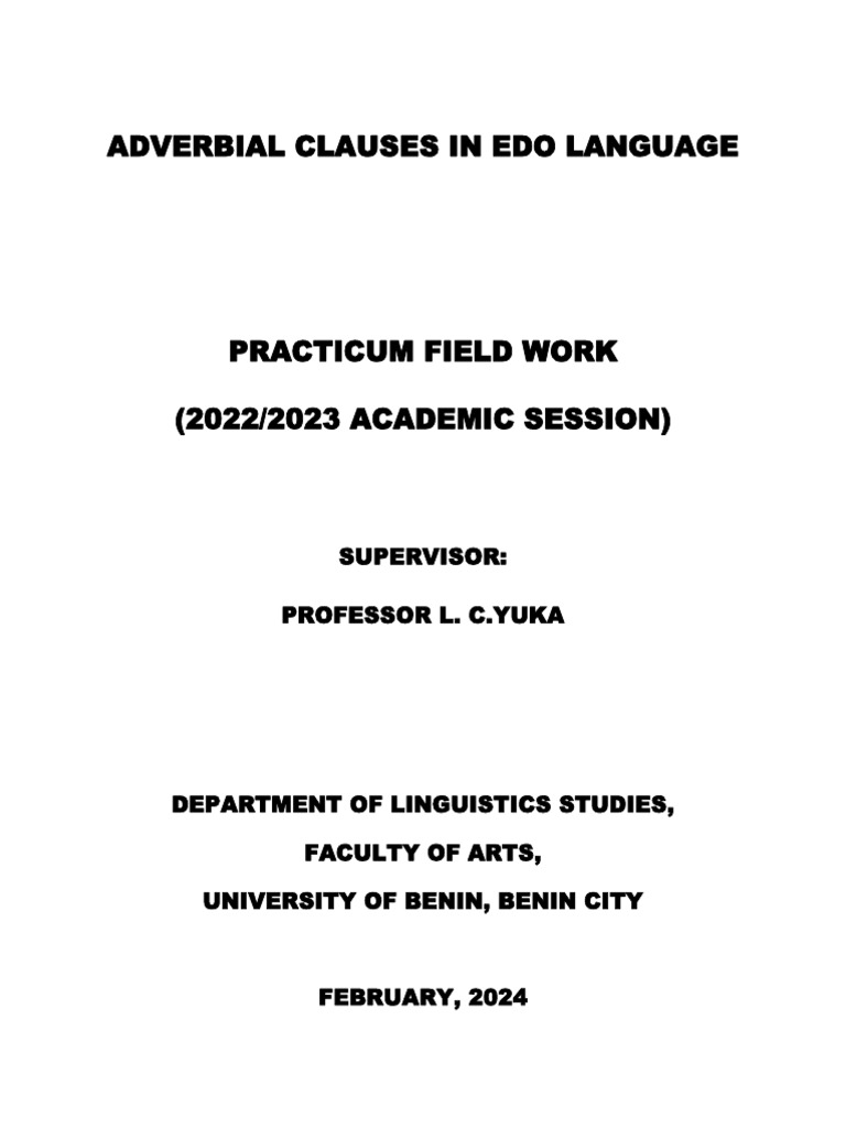 Adverbial Clauses in Edo Language | PDF | Adverb | Tone (Linguistics)