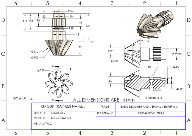 Helical Bevel Gear Project DD | PDF