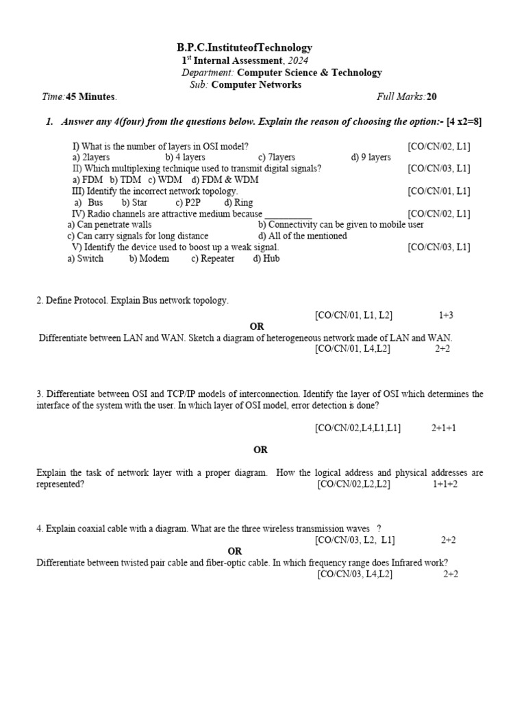 Computer Networks-2024 | PDF | Computer Network | Osi Model