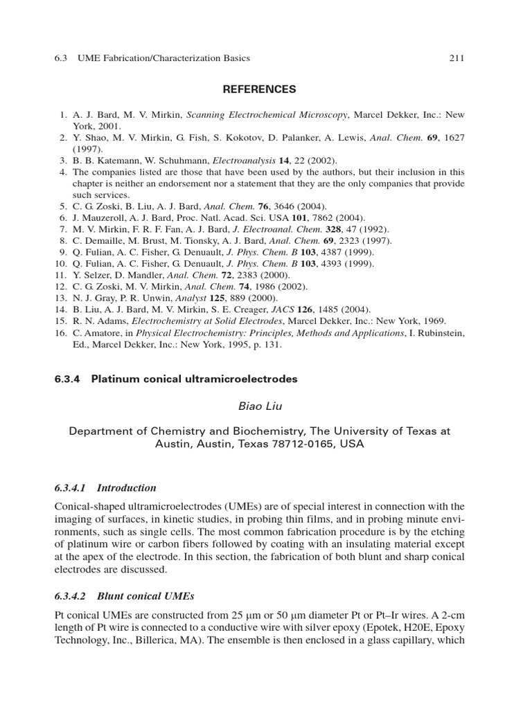 6 3 4 - Platinum Conical Ultramicroelectrode - 2007 - Handbook of Electrochemist | PDF ...