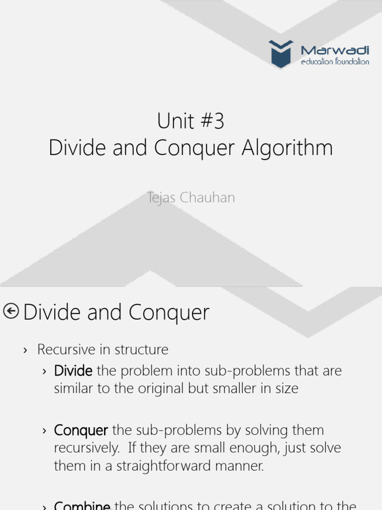 Understanding Divide and Conquer Algorithms | PDF | Mathematical ...